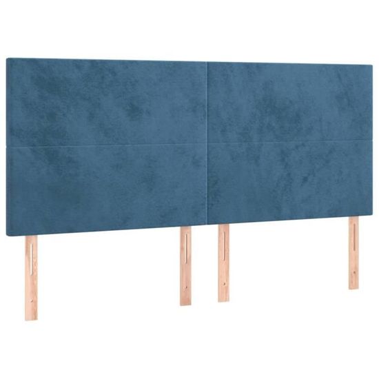 Têtes de lit en velours bleu foncé ESTINK - Lot de 4 - 100x5x78/88 cm ...