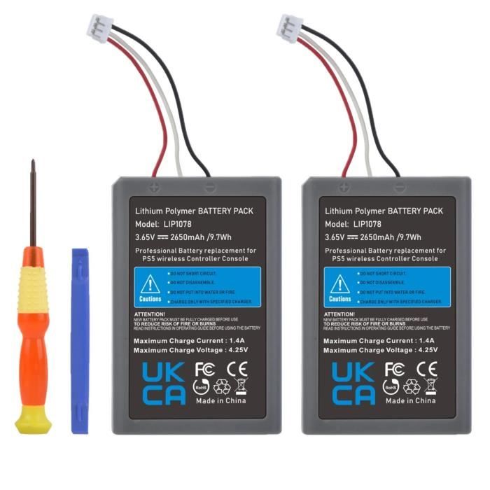 Piles 2x - Batterie de remplacement pour manette PlayStation 5, 2650mAh ...