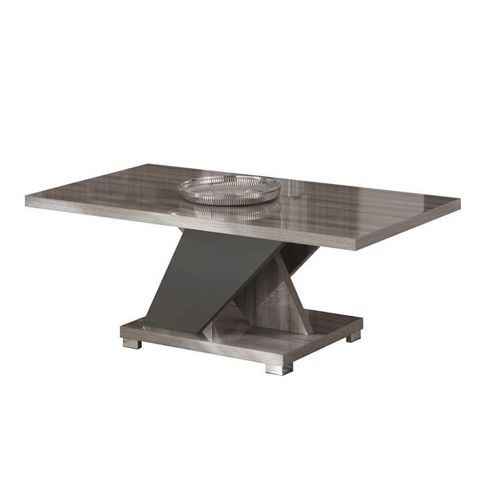 DITA - Table Basse Rectangulaire Aspect Noyer Gris Foncé - Cdiscount Maison