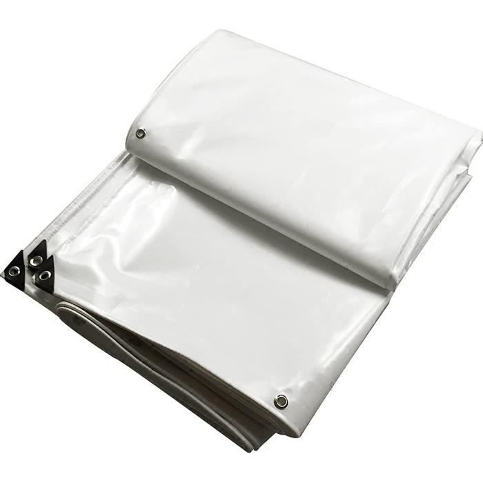 Bâche Premium,Blanc Avec Oeillets, 600 G-M² Pvc,Abri,Toile De Protection,Étanche,Résistante ...
