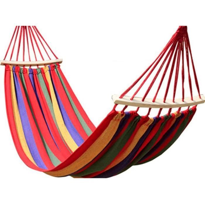 Hamac pliable en toile de coton avec barres d'écartement en bois ...