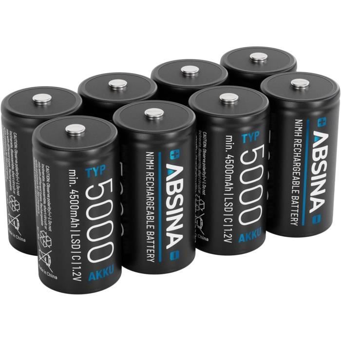 8X Pile Type C Rechargeable 5000 à Faible Auto-Décharge - Pile LR14 C ...