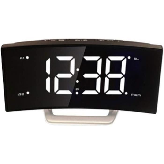 Réveil électronique Mode Grand Écran Courbé Led Réveil Horloge Moderne ...