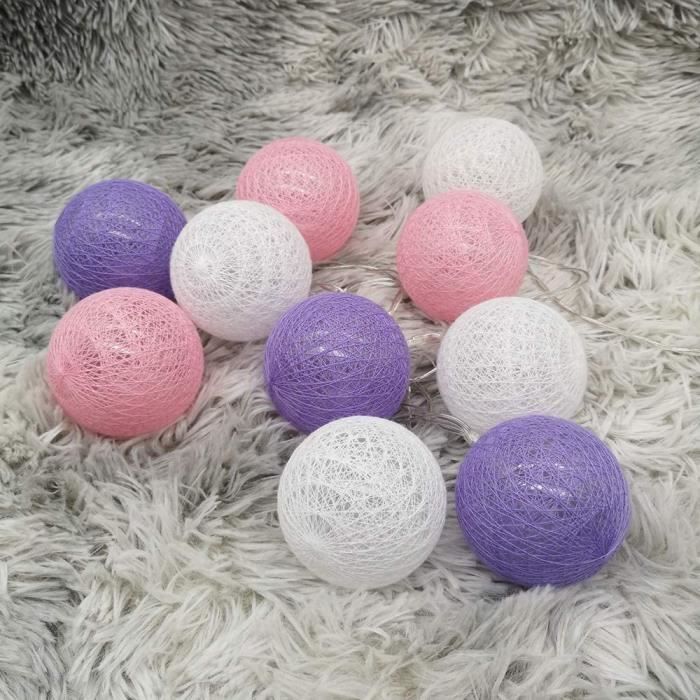 AJW-Guirlande Lumineuse Boule Coton LED Romantique, DOTBUY Decoration ...