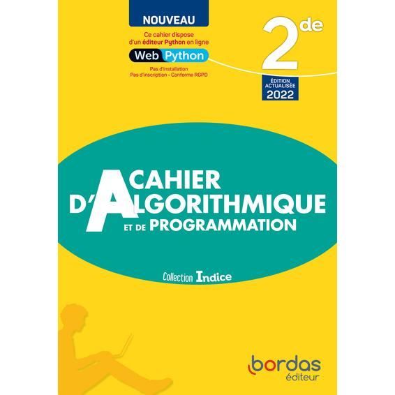 Indice Maths 2de - Cahier d'algorithmique et de programmation élève - Cdiscount Librairie