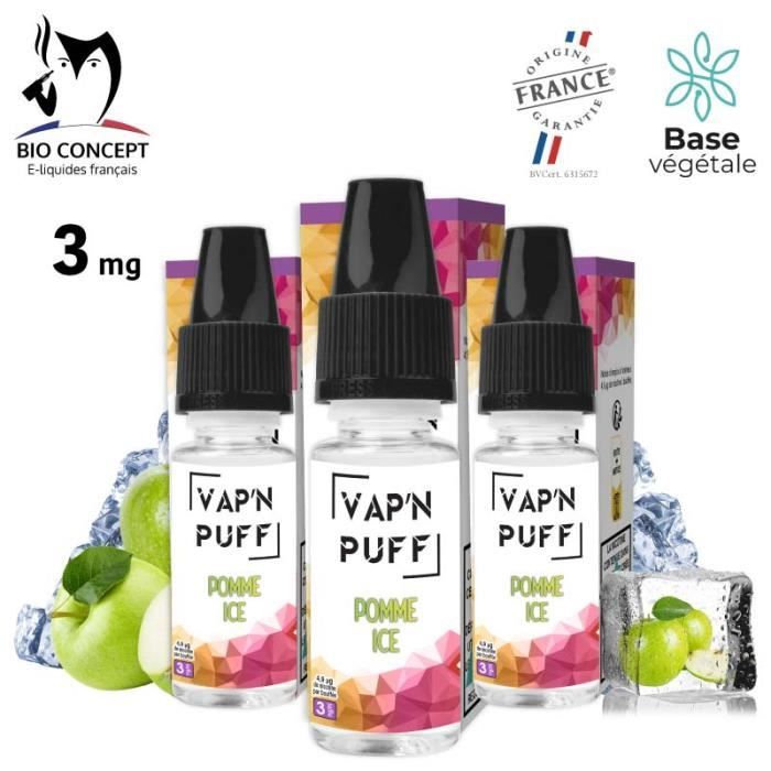 3 E-liquides Pomme ice - Vap'n puff BioConcept - 3mg - 50-50 - 10ml ...