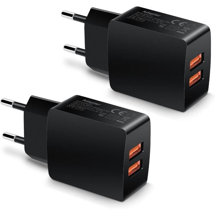 Prise Usb 5V2,1A (Noir, Pack De 2), Embout Chargeur Usb 10,5W ...