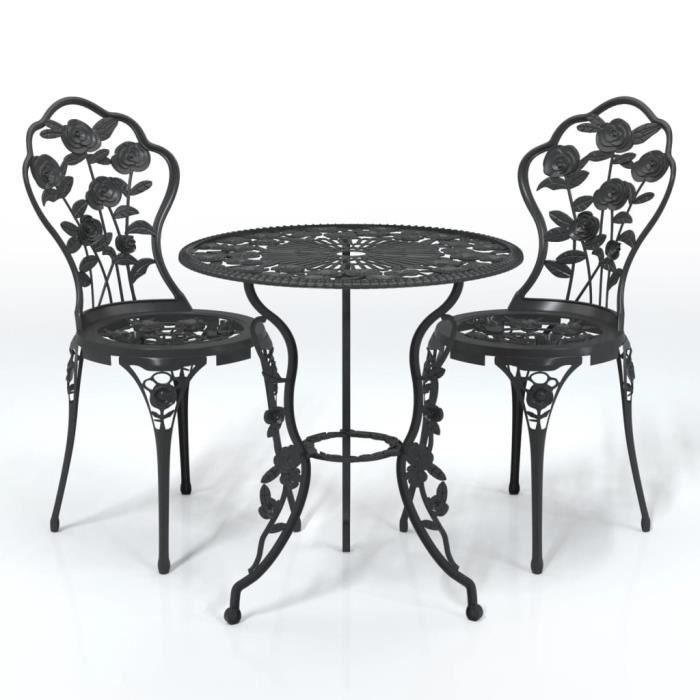 LIA - Ensemble de bistro 3 pcs Aluminium coulé Noir - Cdiscount Jardin