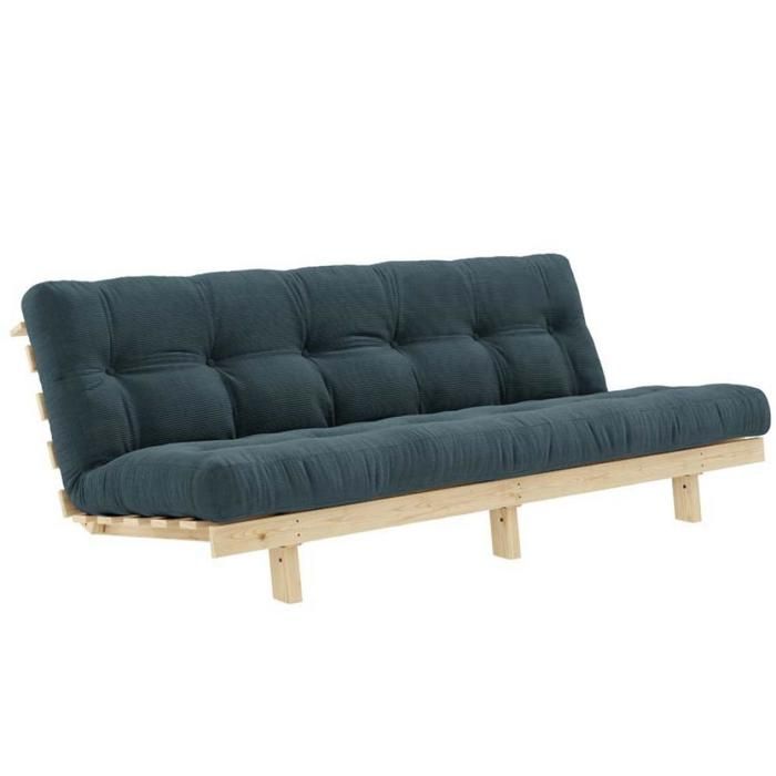 Banquette convertible futon LEAN bois de pin coloris bleu pâle 130x200 ...