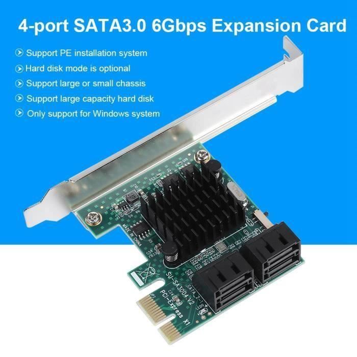 Happy-Carte d'extension SATA 30 adaptateur de carte contrôleur PCIE vers SATA 30 à 4 ports 6G ...