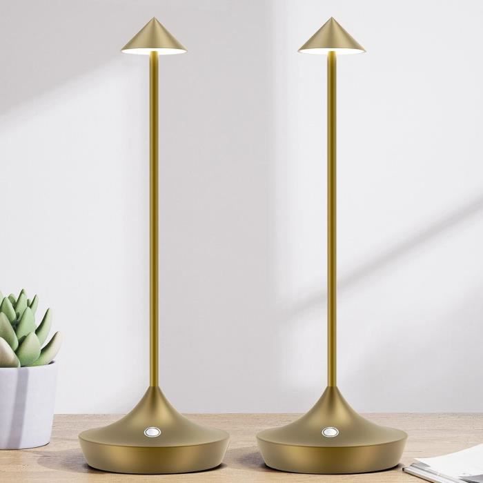 Lampe De Chevet Tactile Sans Fil Led, 6000Mah 2Pcs Lampe De Table Metal Rechargeable Usb, Design ...