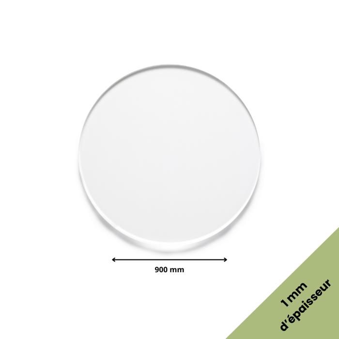 Rond verre acrylique transparent 1 mm - Diamètre 90 cm (900 mm) - Disque verre synthétique ...