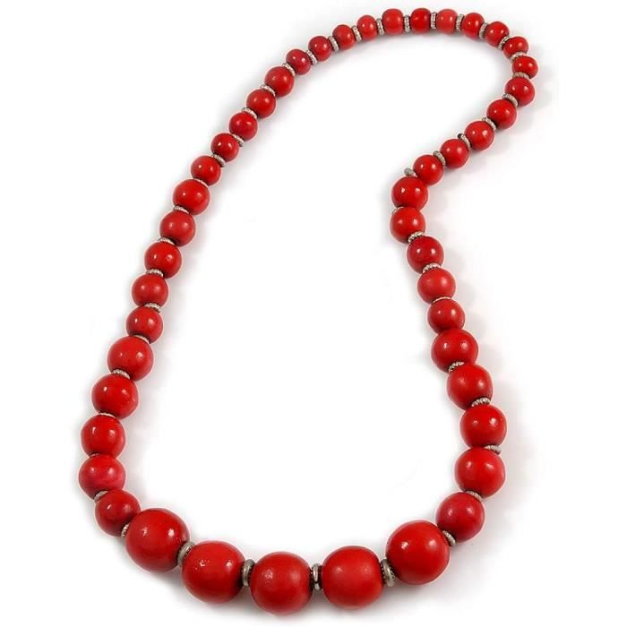 Avalaya Collier De Perles Eois Gradu es Rouge 70 Cm Taille Unique