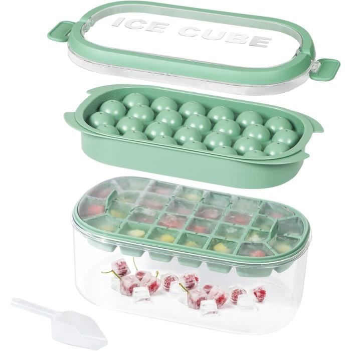 Bac à glaçons avec couvercle et bac, Sphere Ice Cube Maker Bac à ...