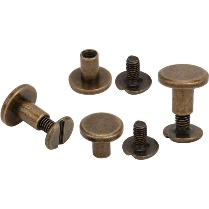 Lot De 50 Rivets En Cuir À Tête Plate Vis En Laiton Assorties Faciles À ...