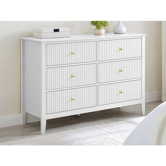 Commode 6 tiroirs en MDF - Blanc - NARIVA - Cdiscount Maison