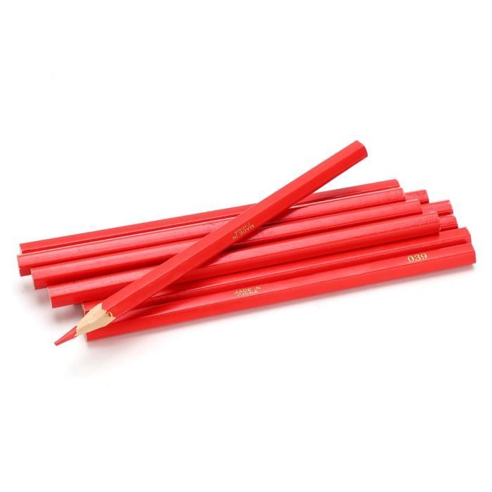 YOSOO Crayons de marque de charpentier 10pcs Crayon de Menuisier Rouge ...