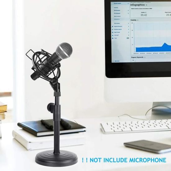 Frgyee Support Micro Shure, Pied de Micro de Table Réglable avec Anti ...