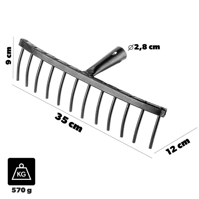 KADAX Râteau à Pierre Râteau à Sol de Jardin en Acier à 12 Dents sans ...