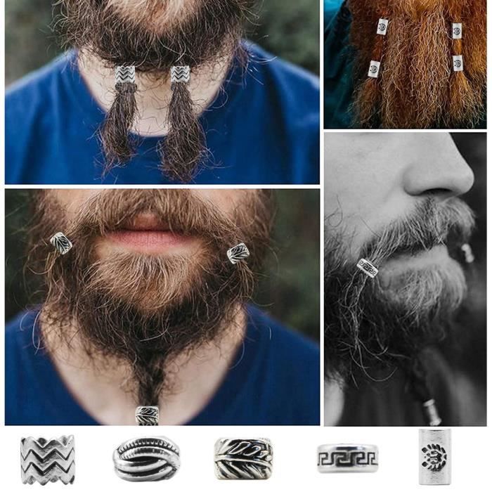 24 Pcs Viking Rune Barbes West Coast Paracord Cheveux Barbe Pour Bijoux ...
