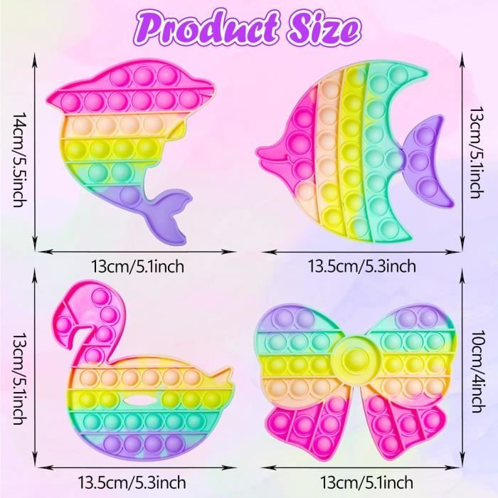 4 Pièces Pop It Fidget Toys, Push Bubble Sensory Pop Fidget Toy, Jouets ...