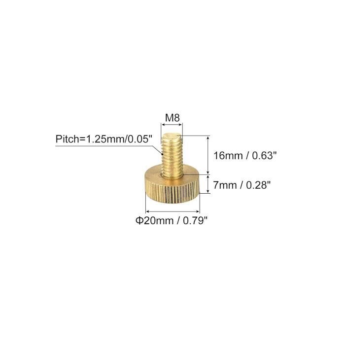 Molette Pouce Vis, M8X16Mm Plat Laiton Boulons Poignée Boutons Attaches ...