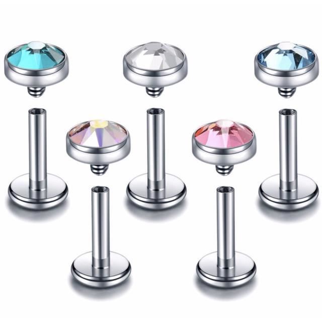 CLOU PIERCING NEZ,Gold CZ labret-1.2X6X4--Piercing Labret en Titane G23 ...