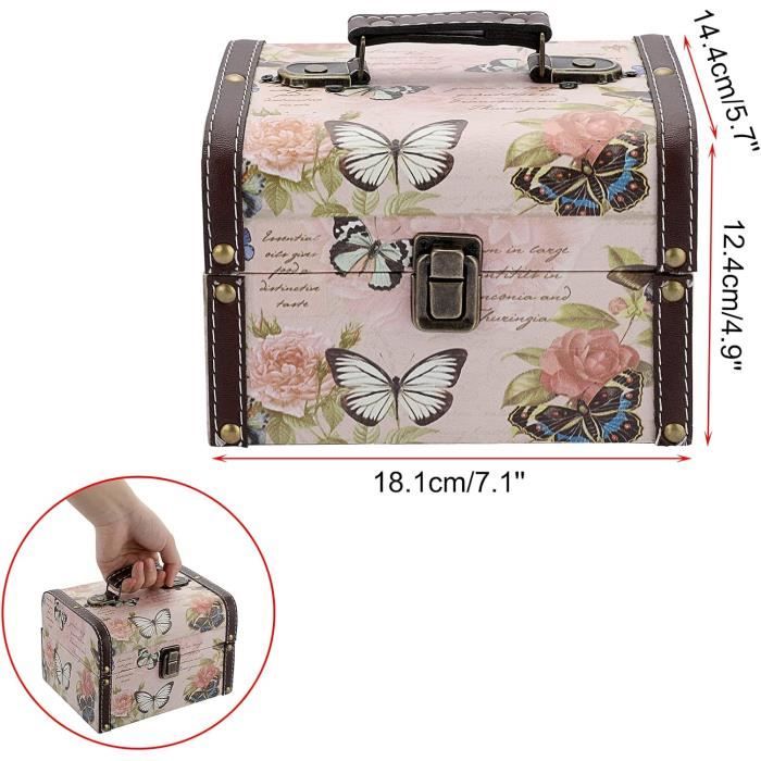 Coffret Au Trésor Boîte De Rangement En Bois + Cuir Pu Coffret À Bijoux ...