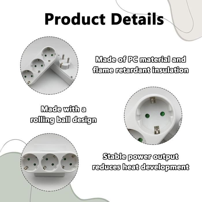 Multiprise Murale Plate, Triple Prise, Prise Multiple Murale ...