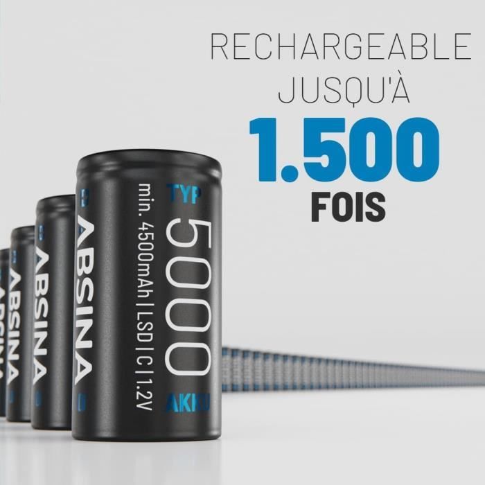 8X Pile Type C Rechargeable 5000 à Faible Auto-Décharge - Pile LR14 C ...
