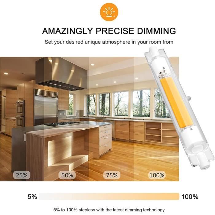 R7S Led 118Mm Dimmable Et Sans Scintillement, Ampoule Led R7S 118Mm 30W ...