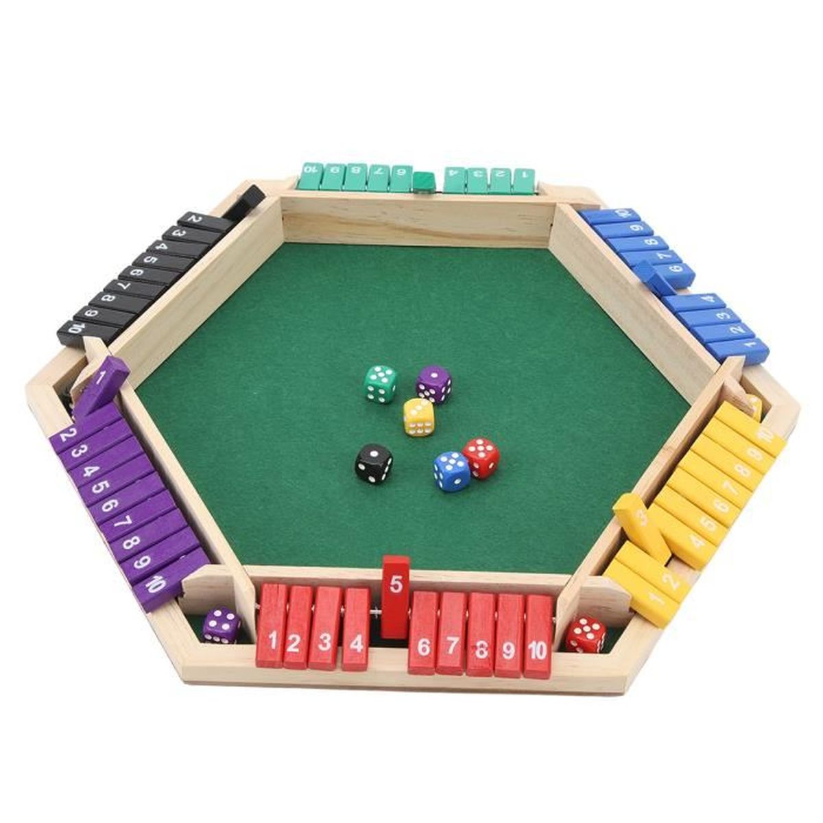 Drfeify Jeu de dés Shut The Box 6 joueurs en bois avec 12 dés 111558 ...