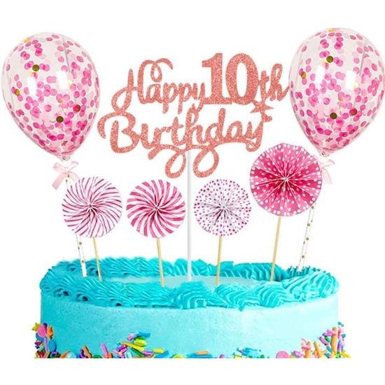 Happy Birthday Décoration De Gâteau D'Anniversaire Fille Dix Ans ...