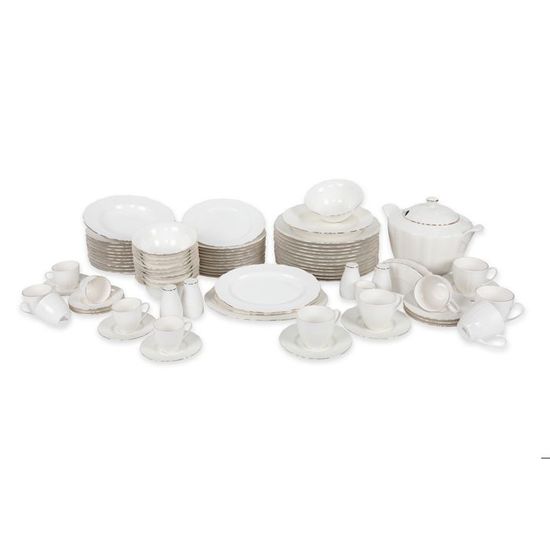 Service de table complet 83 pièces Avout 100% Porcelaine Blanc liseré ... Service de table complet 83 pièces Avout 100% Porcelaine Blanc liseré ...