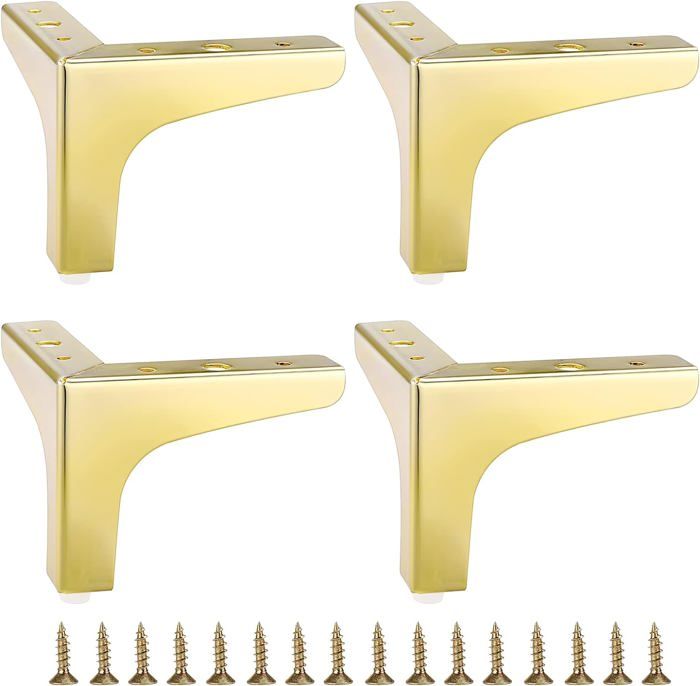 Lot de 4 Pieds de Meuble Modernes en métal doré 10cm 4 pcs Pieds de Meubles Modernes Canapé ...