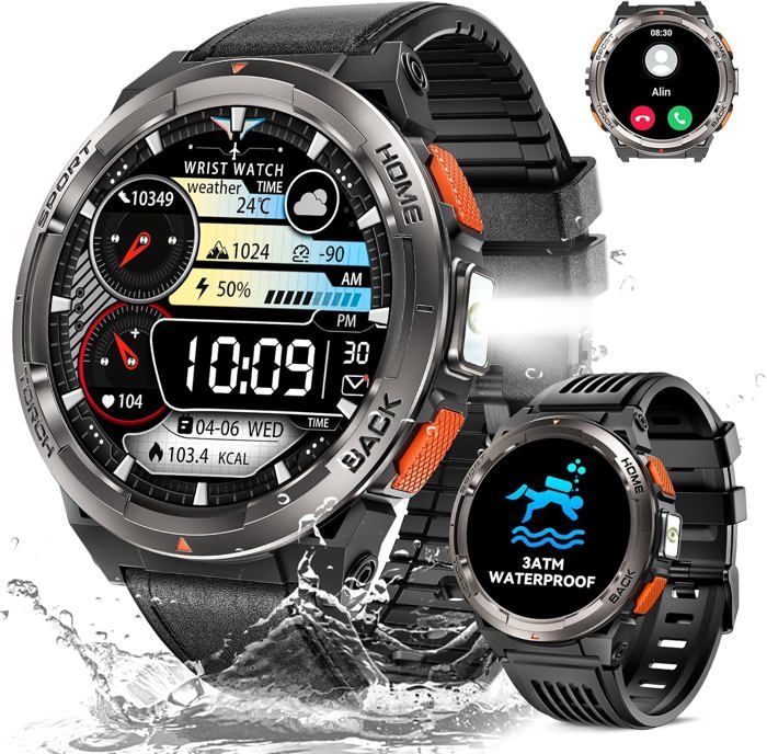 Montre Connectée Homme 3ATM Étanche avec Appels Bluetooth 1,45 ...