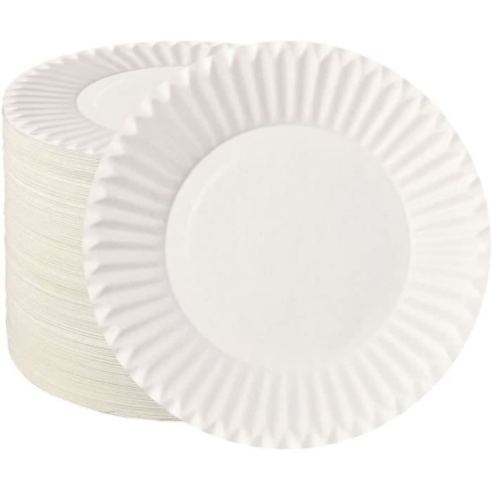 Plaques de papier blanc Plaques jetables fortes rondes vaisselle de ...