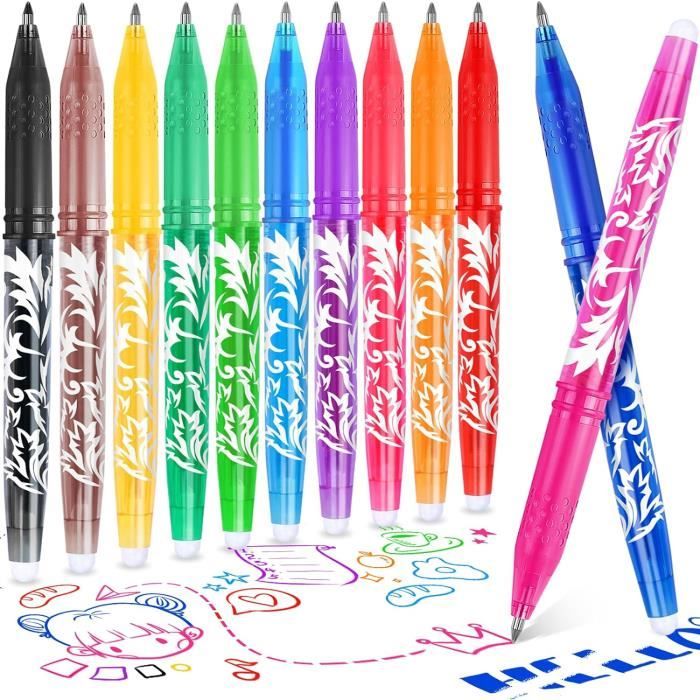 12 Couleurs Stylo Effacable Stylo Gel Effaçables Pointe 0,5 mm,Encre ...
