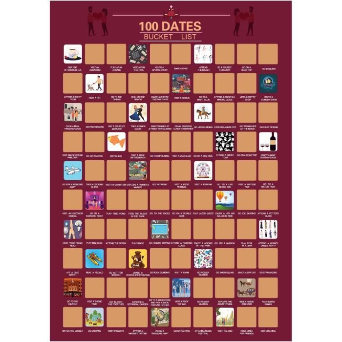 YUANPU 100 Dates Scratch Off Poster Couple's Bucket List Idées de ...