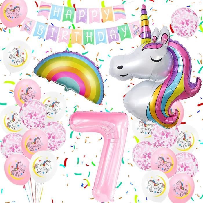 Licorne 7 Décorations D'Anniversaire, Ballons En Aluminium Licorne, Ballons De Fête Licorne ...