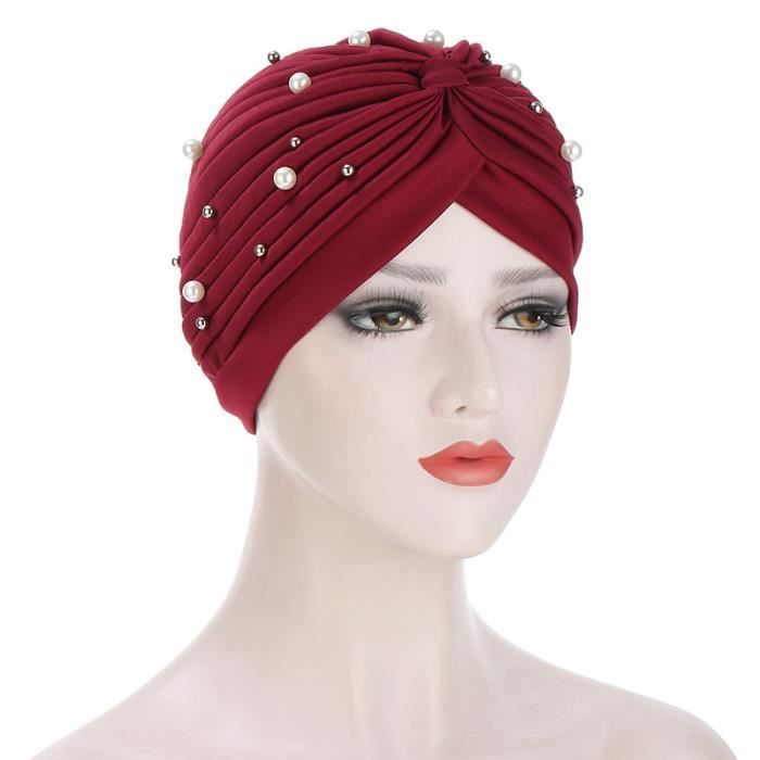 Turban torsadé avec perles pour femmes, couvre chef chaud, décontracté ...
