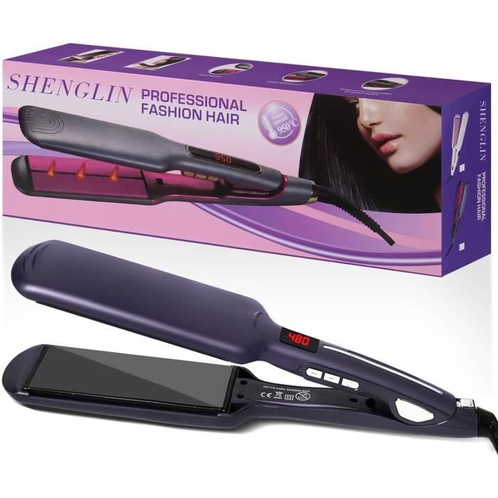 Lisseur Cheveux Professionnel, Fer À Lisser Boucleur 2 En 1 Plaques De Céramique Tourmaline ...