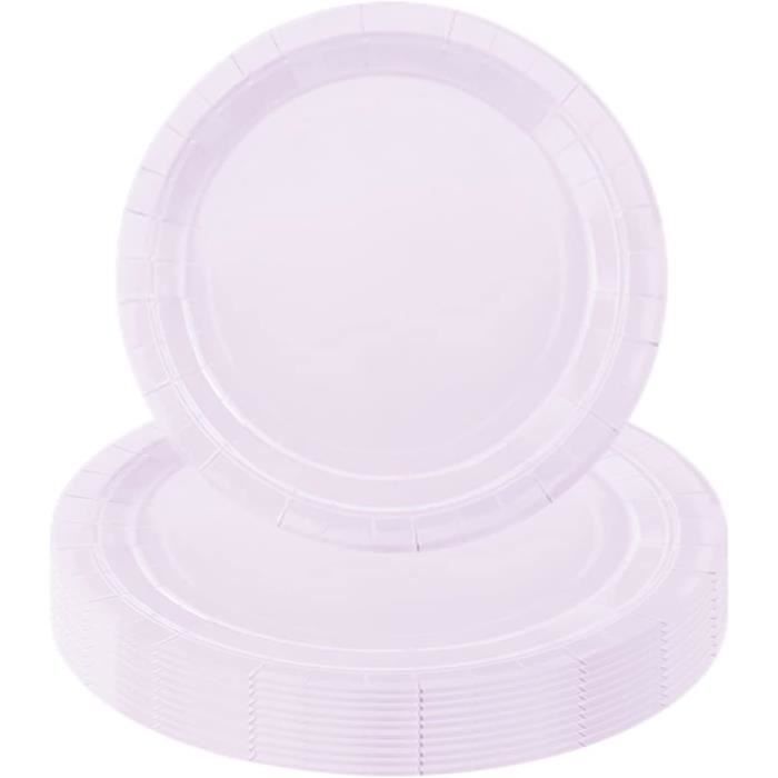 16 Pièces Assiettes Jetables Violet Clair Assiettes Dessert Carton ...