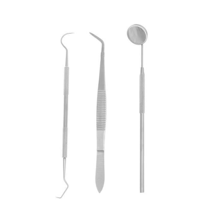 XP647-Paquet de 3 kits d'outils d'hygiène dentaire Miroir buccal Pince ...