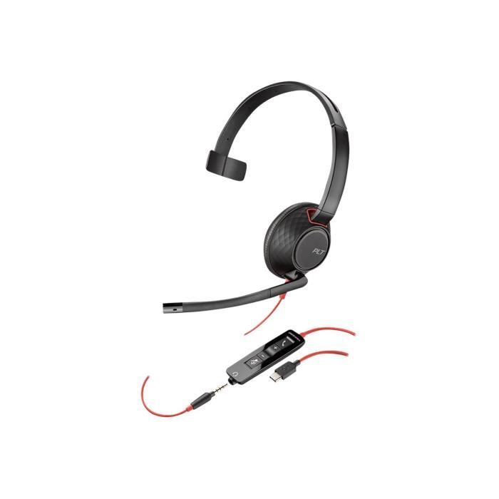 Casque Plantronics Blackwire 5210 USB C - Filaire - Mono Canal - Noir ...