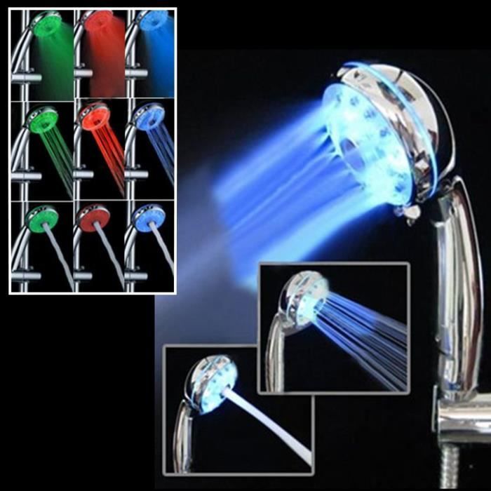 7 Couleurs LED Lampe Shower Head Pommeau de Douche Lumineux Robinet ...