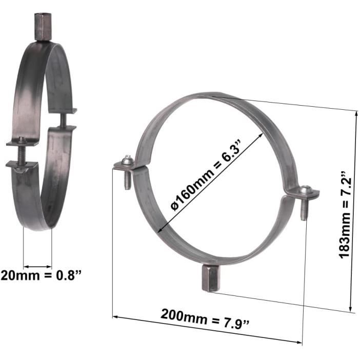 Ø 200Mm Collier De Serrage Métallique - M8 - M10 Collier De Fixation ...