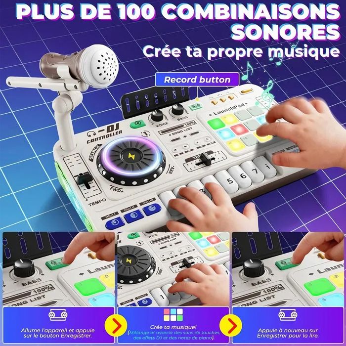 DJ Mixer Controller Table de mixage DJ pour enfants de 3-10 ans Avec ...