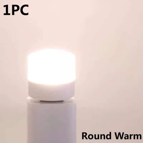 Lampe a poser,Mini lampe LED ronde avec prise USB, alimentée par batterie externe, idéale pour ...