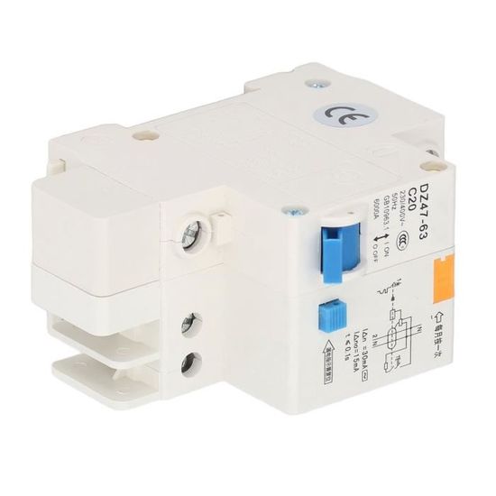 Cikonielf Protecteur de disjoncteur Disjoncteur Mini MCB 1P+N 20A 230V 400V 30mA 6000A Pouvoir ...